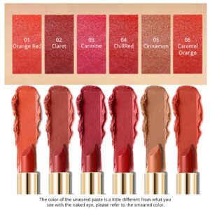 Ownest 6 Colors China style Matte Lipstick Set, Long Lasting Moisturizing Non-Marking, Waterproof Non-Stick Cup Palace Style Rouge Lipstick