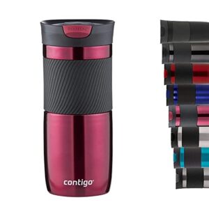 contigo byron snapseal travel mug, stainless steel thermal mug, vacuum flask, leakproof tumbler, coffee mug with bpa free easy-clean lid, 470 ml, vivacious