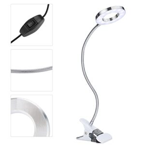 Duevin Clip Lamp USB Circle Makeup Lamp LED Portable Desk Light LED Tattoo Lamp Portable Tattoo Reading Light for Eyebrow Eyelash Extension Watch Repair Energy Saving Bright Reading Light