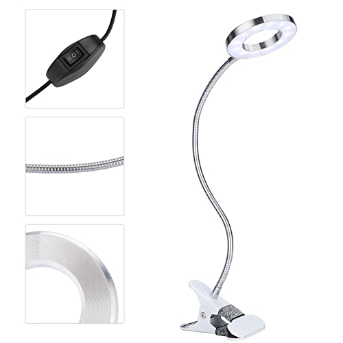 Duevin Clip Lamp USB Circle Makeup Lamp LED Portable Desk Light LED Tattoo Lamp Portable Tattoo Reading Light for Eyebrow Eyelash Extension Watch Repair Energy Saving Bright Reading Light