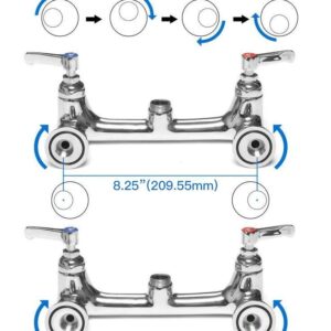 JZBRAIN 8 Inch Center Commercial Faucet Wall Mount Kitchen Faucet with Swing Spout, Heavy Duty Wall Mount Faucets Brass Chrome Brushed Wall Mounted Kitchen Sink Faucets (8 inch center,14 inch spout)