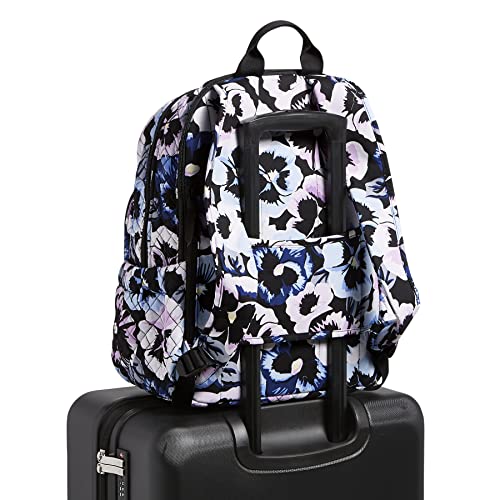 Vera Bradley Women's Cotton Campus Backpack, Plum Pansies - Recycled Cotton, One Size