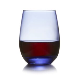 libbey classic blue all-purpose stemless wine glasses, 15.25-ounce, set of 6