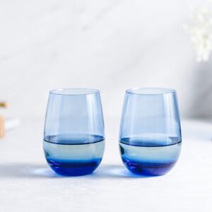 Libbey Classic Blue All-Purpose Stemless Wine Glasses, 15.25-ounce, Set of 6