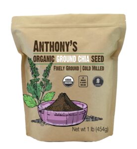 anthony's organic ground chia seed, 1 lb, finely ground, cold milled, gluten free, non gmo