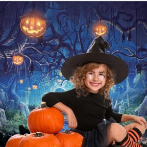 CYLYH 7X5FT Halloween Backdrop Halloween Theme Party Background Pumpkin Lantern Horror Spooky Night Photography Backdrop Halloween Decoration Background D187