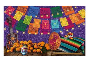 allenjoy mexican fiesta theme backdrop for photography purple day of the dead party background cinco de mayo colorful flags holiday wall banner decor baby shower decoration photo booth props