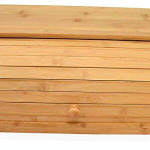 RoyalHouse Natural Bamboo Roll Top Bread Box Kitchen for Countertop Food Storage, Large, NO ASSEMBLY REQUIRED