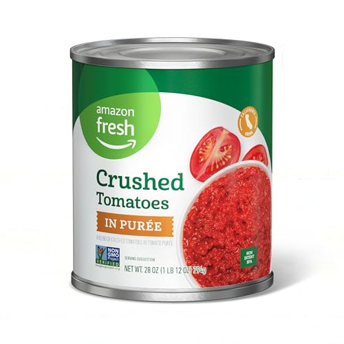 Amazon Fresh, Crushed Canned Tomatoes in Purée, 28 Oz (Previously Happy Belly, Packaging May Vary)