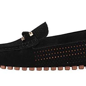 JIONS Mens Loafers Slip On Driving Hollow Out Suede Moccasins Flats Boat Shoes Slip-ons Driver C- Black 10.5 D(M) US/CN 45