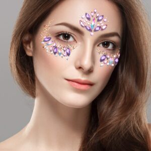 SIQUK 20 Sets Face Jewels Glitter Mermaid Face Jewel Stickers with 20 Boxes Chunky Face Glitter Crystal Face Gem for Festival Rave Carnival Party