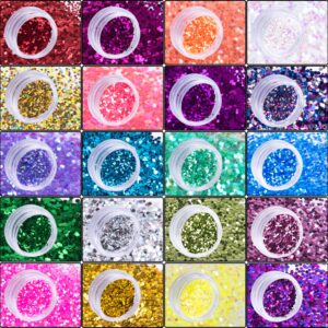 SIQUK 20 Sets Face Jewels Glitter Mermaid Face Jewel Stickers with 20 Boxes Chunky Face Glitter Crystal Face Gem for Festival Rave Carnival Party