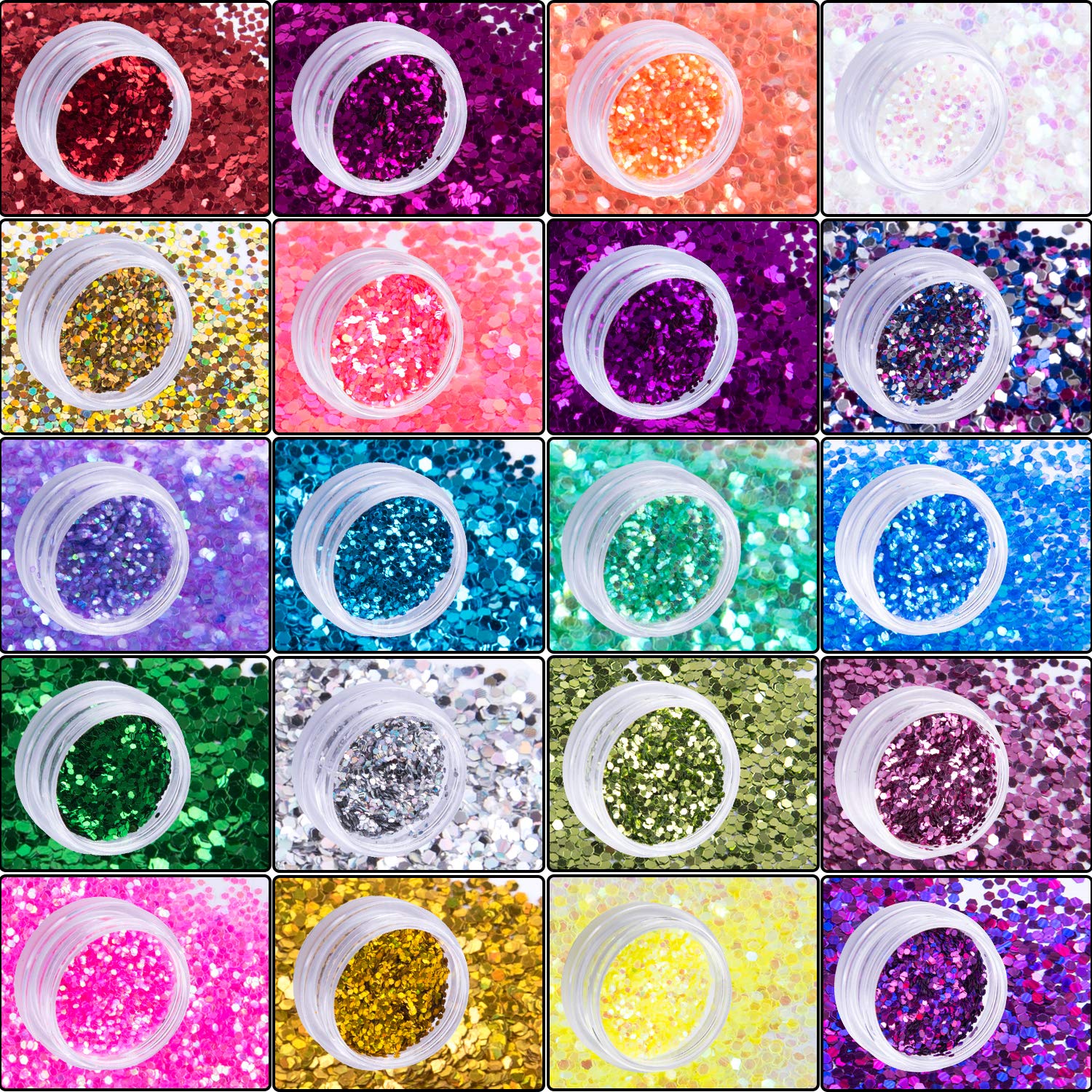 SIQUK 20 Sets Face Jewels Glitter Mermaid Face Jewel Stickers with 20 Boxes Chunky Face Glitter Crystal Face Gem for Festival Rave Carnival Party