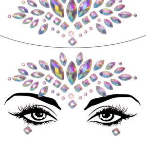 SIQUK 20 Sets Face Jewels Glitter Mermaid Face Jewel Stickers with 20 Boxes Chunky Face Glitter Crystal Face Gem for Festival Rave Carnival Party