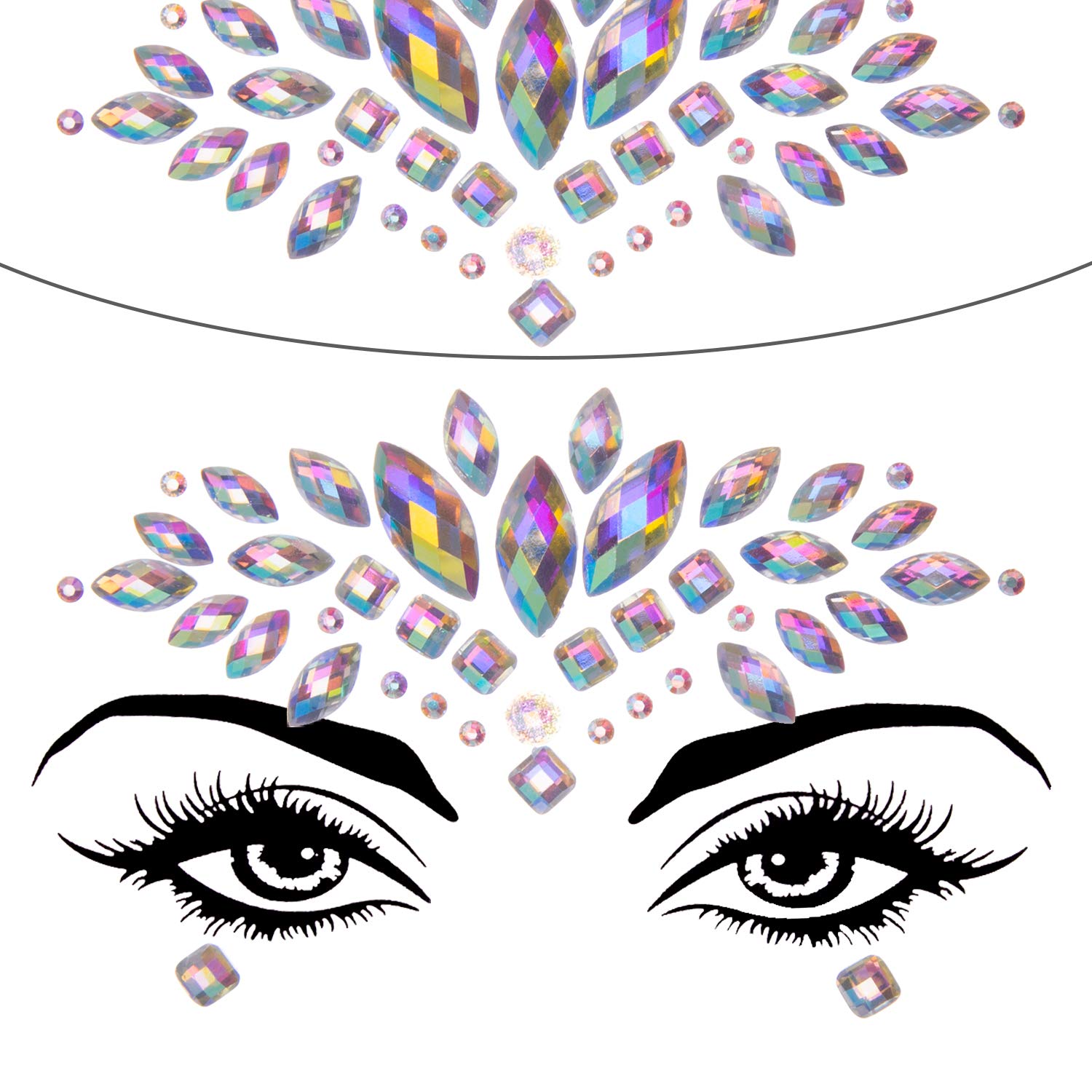 SIQUK 20 Sets Face Jewels Glitter Mermaid Face Jewel Stickers with 20 Boxes Chunky Face Glitter Crystal Face Gem for Festival Rave Carnival Party