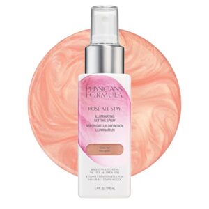 physicians formula rosé all stay illuminating setting spray for makeup, oil-free, alcohol-free, antioxidants | dermatologist tested, clinicially tested