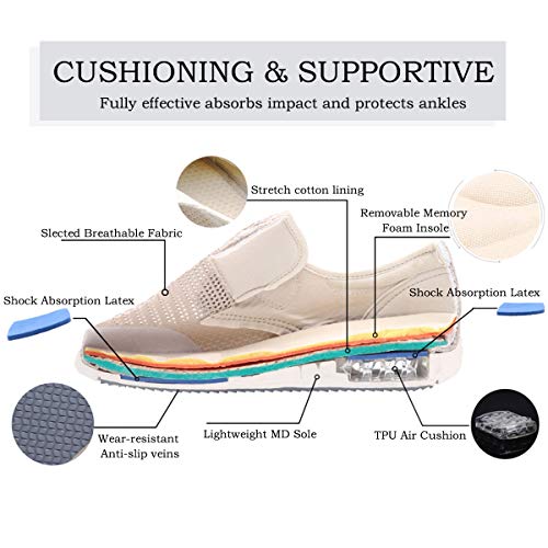 Mei MACLEOD Women's Adjuatable Closure Walking Shoes Wid Width Diabetic Edema Shoes with Memory Foam Air Cushion Casual Sneakers Outdoor Inoor Black