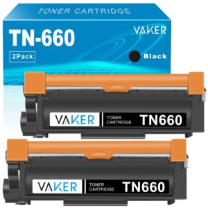 vaker compatible toner cartridge replacement for brother tn660 tn-660 tn630 to use for brother mfc-l2700dw mfc-l2707dw hl-l2380dw dcp-l2540dw hl-l2300d hl2340dw mfc-l2740dw printer (black, 2 pack)