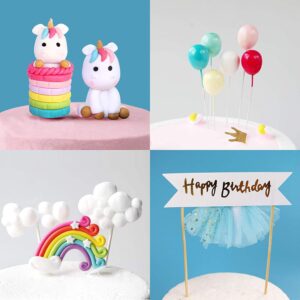 MOVINPE Unicorn Cake Topper Kit Cloud Rainbow Balloon Happy Birthday Banner Cake Decoration Pack of 12 For Boys Girls Kids Birthday