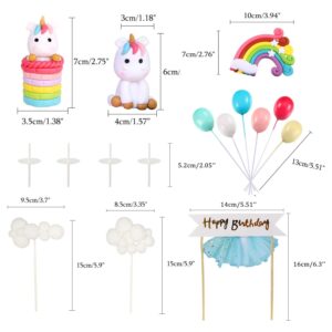 MOVINPE Unicorn Cake Topper Kit Cloud Rainbow Balloon Happy Birthday Banner Cake Decoration Pack of 12 For Boys Girls Kids Birthday