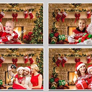 CYLYH 7x5ft Christmas Photography Backdrops Child Christmas Fireplace Decoration Background for Photo D087