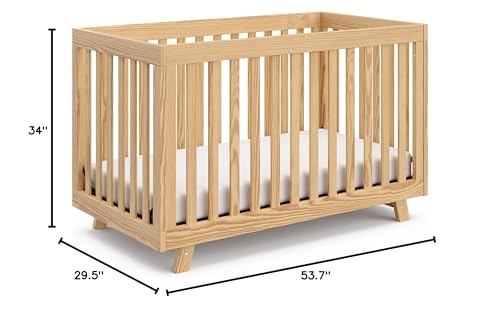 Storkcraft Beckett 3-in-1 Convertible Crib (Natural) – Converts from Baby Crib to Toddler Bed and Daybed, Fits Standard Full-Size Crib Mattress, Adjustable Mattress Support Base