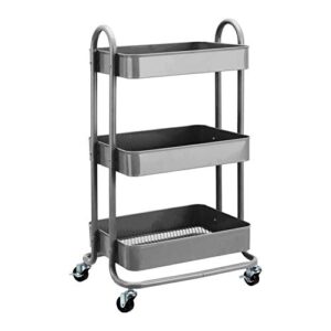 amazon basics 3-tier rolling utility or kitchen cart - charcoal