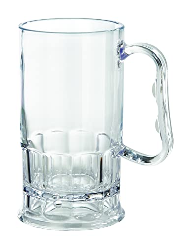 G.E.T. Shatter-Resistant Plastic Beer Mug/Stein, 10 Ounce, BPA Free, 0082-1-SAN-CL-EC (Set of 4) , C/lear