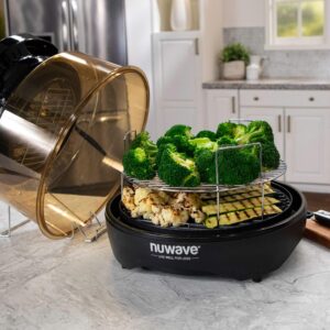 Nuwave Primo Extender Ring Kit; Includes 5" Stainless Steel Extender Ring, Reversible 3" Cooking Rack, 10" Enamel Baking Pan & Stainless Steel Air Fry Basket, Compatible with Nuwave Primo Oven