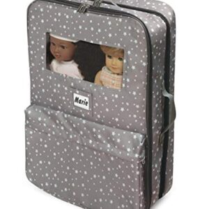 Badger Basket Pack Pretty Double Doll Carrier with Two Sleeping Bags for 18 inch Dolls - Gray/Stars