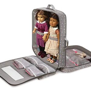 Badger Basket Pack Pretty Double Doll Carrier with Two Sleeping Bags for 18 inch Dolls - Gray/Stars