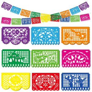 domestar mexican party banner, 18 feet plastic fiesta banner cinco de mayo dia de los muertos decor day of the dead papel picado decorations mexican fiesta garland for mexican party supplies