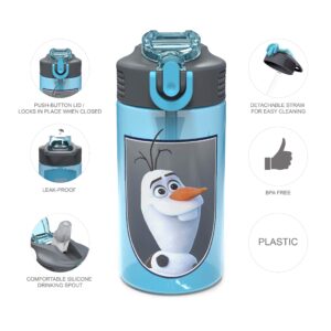 Zak Designs Disney Frozen 2 Kids Water Bottle Set with Reusable Straws and Built in Carrying Loops, Made of Durable Stainless Steel & Plastic, Leak-Proof Bottle Design (Elsa/Anna, BPA-Free, 2pc Set)