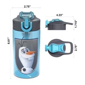 Zak Designs Disney Frozen 2 Kids Water Bottle Set with Reusable Straws and Built in Carrying Loops, Made of Durable Stainless Steel & Plastic, Leak-Proof Bottle Design (Elsa/Anna, BPA-Free, 2pc Set)