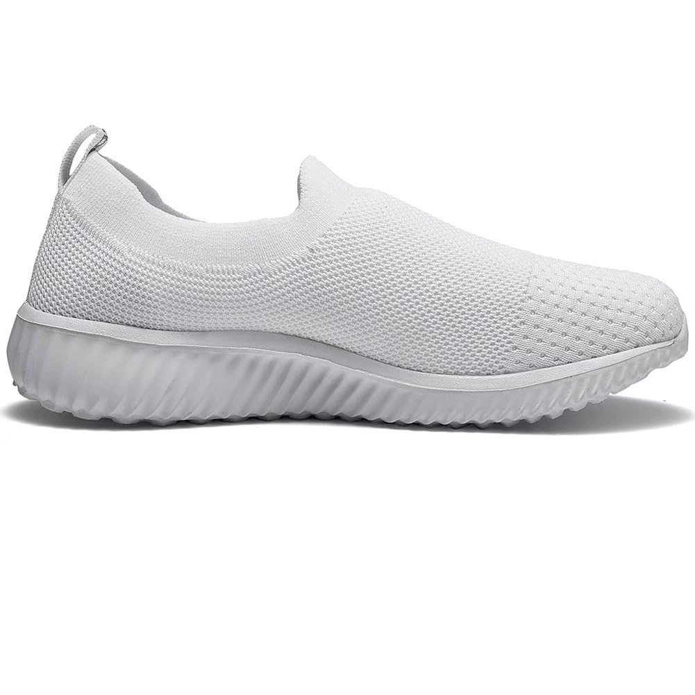 LANCROP Women's Walking Nurse Shoes - Mesh Slip on Comfortable Sneakers 12 US, Label 44 All White