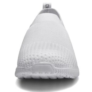 LANCROP Women's Walking Nurse Shoes - Mesh Slip on Comfortable Sneakers 12 US, Label 44 All White