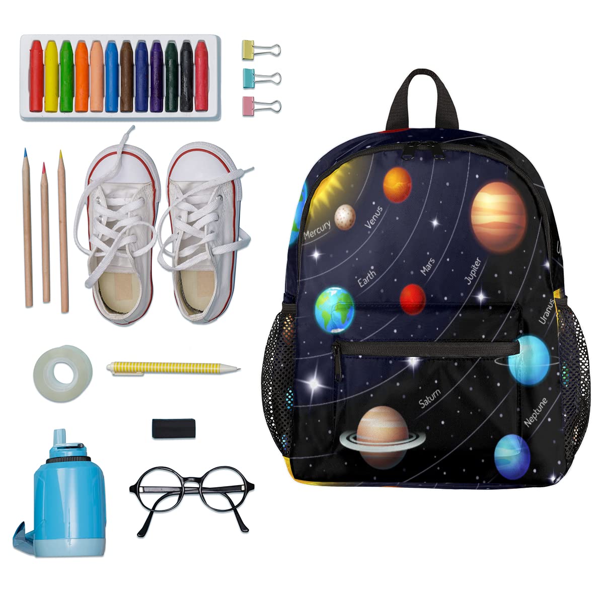 AUUXVA Kids Backpack Galaxy Solar System Toddler Preschool Backpack Shoulder Travel School Bags (Solar System)