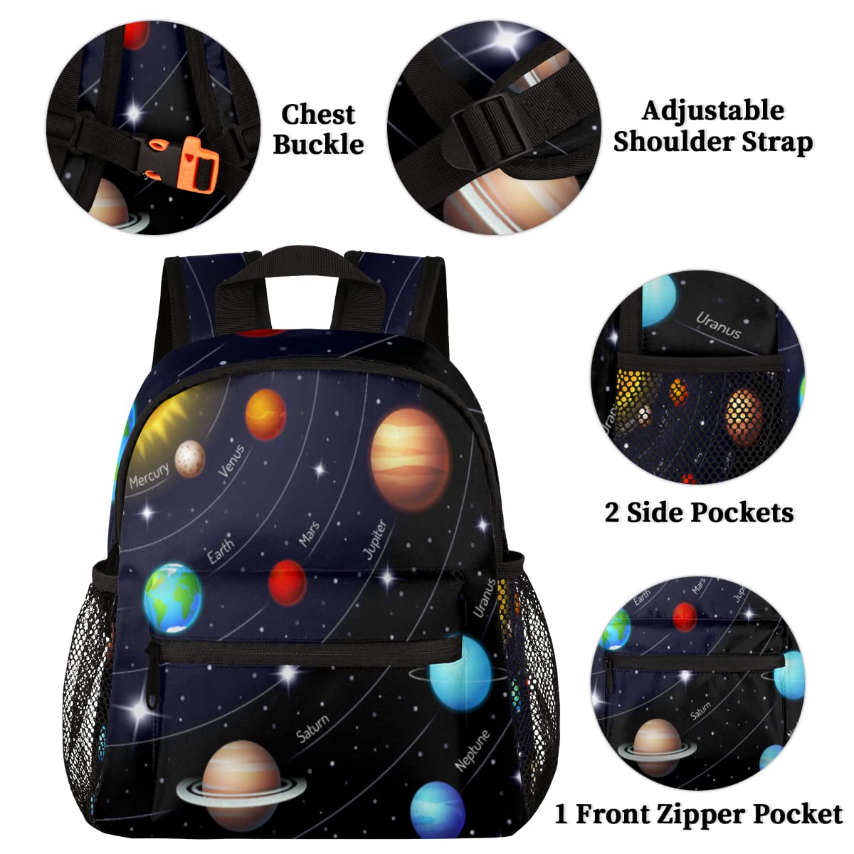 AUUXVA Kids Backpack Galaxy Solar System Toddler Preschool Backpack Shoulder Travel School Bags (Solar System)