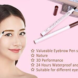 Microblading Eyebrow Pen, 4 Pack Brow Pen Brown, 24 Hours Waterproof Tattoo Pen for Eyebrow, Micro-Fork Tip Brow Pencil, 3D Nature Brow Pen, Eyebrow Pencils