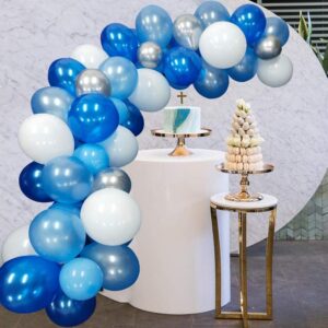 Blue Balloons Garland Arch Kit Blue Silver and White Balloons Blue Birthday Decorations Wedding Party Baby Shower Balloon Garland Kit Blue