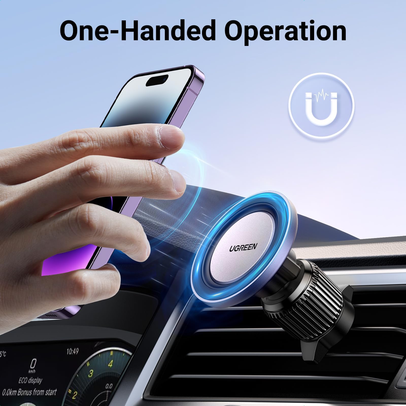 UGREEN for Magsafe Car Phone Holder Magnetic Phone Mount Strongest Magnet Compatible with iPhone 15 14 13 12 Pro Max Plus Mini, Air Vent Clip Cell Phone Holder