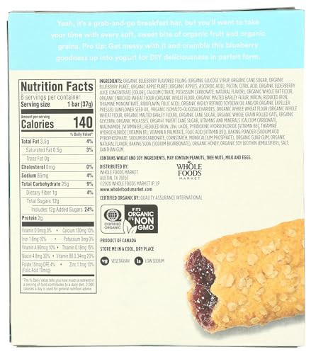 365 by Whole Foods Market, Organic Blueberry Cereal Bar 6 Count, 7.8 Ounce