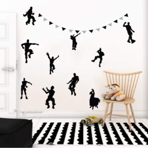 Video Game Wall Decal Wall Sticker Poster Floss Dancing Decal Game Room Decor Peel & Stick Game Decal Baby Bedroom Home Decor Gaming Stickers (34.6" x 23.6") (Black)