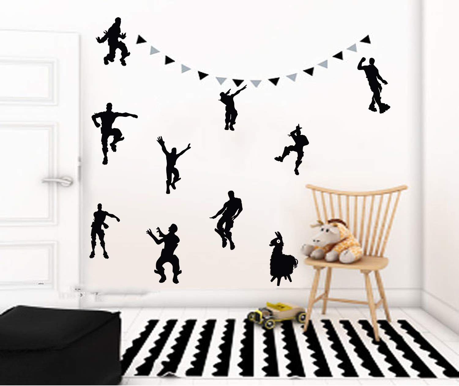 Video Game Wall Decal Wall Sticker Poster Floss Dancing Decal Game Room Decor Peel & Stick Game Decal Baby Bedroom Home Decor Gaming Stickers (34.6" x 23.6") (Black)