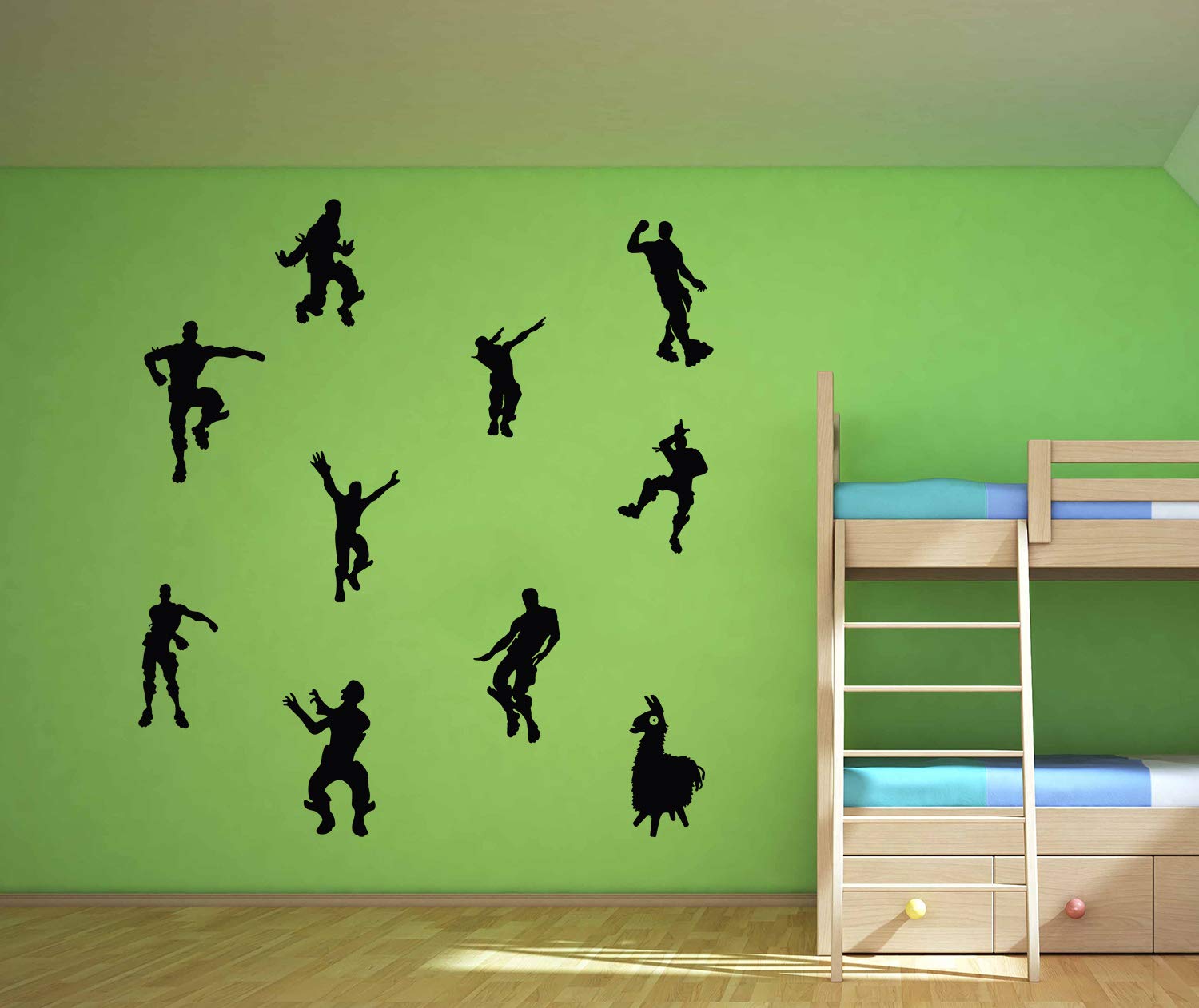 Video Game Wall Decal Wall Sticker Poster Floss Dancing Decal Game Room Decor Peel & Stick Game Decal Baby Bedroom Home Decor Gaming Stickers (34.6" x 23.6") (Black)