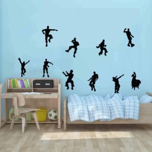 Video Game Wall Decal Wall Sticker Poster Floss Dancing Decal Game Room Decor Peel & Stick Game Decal Baby Bedroom Home Decor Gaming Stickers (34.6" x 23.6") (Black)