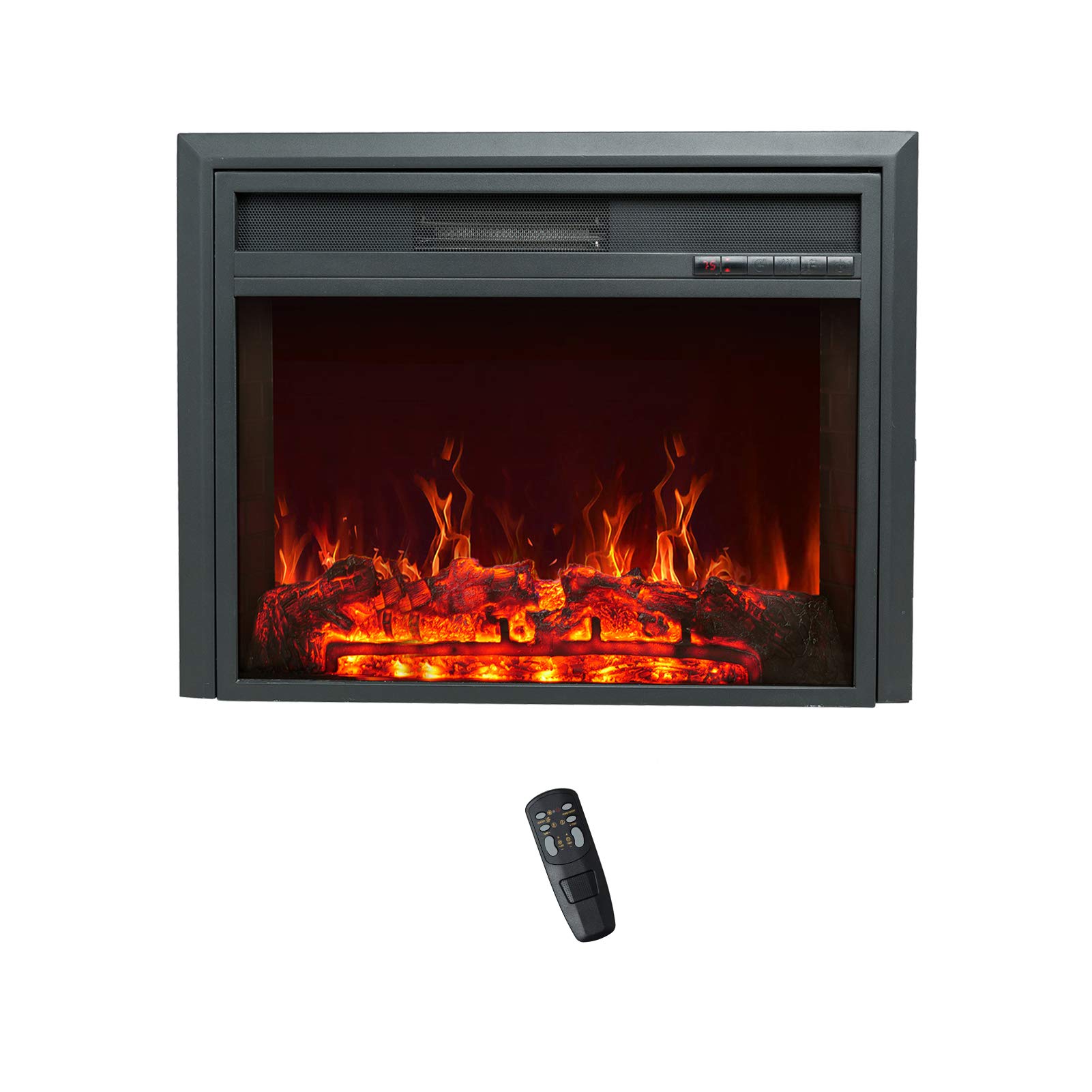 FLAME&SHADE Insert Electric Fireplace, 32-Inch Wide, Freestanding Portable Room Heater with Timer, Digital Thermostat and Remote