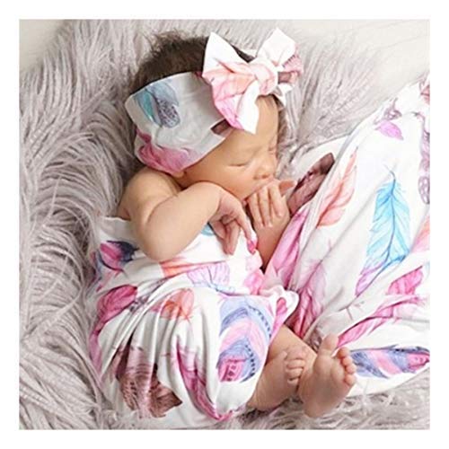 Newborn Receiving Blanket Headband Set - Unisex Soft Baby Swaddle Girl Boy Gifts