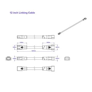 Tianyoelec 12-inch Connector Linking Cable for LED Under Cabinet Lighting Fixtures, White, LJP0300