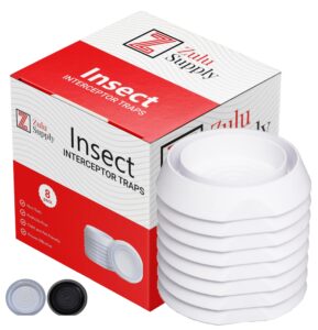 zulu supply bed bug interceptors, traps, 8 pack, bedbug monitor, insect detector for bed legs or furniture (white 8-pack)